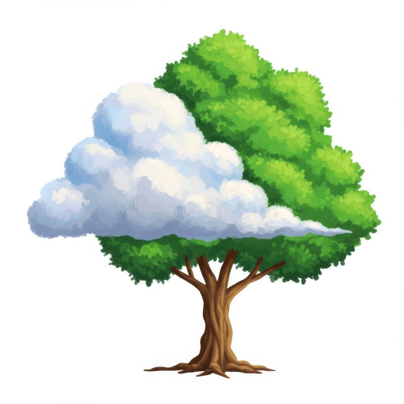 Half Cloud Half Tree Nature Illustration Stock Illustration ...