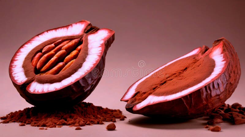 Half Cocoa with Seed and Powder Stock Photo - Image of jungle ...