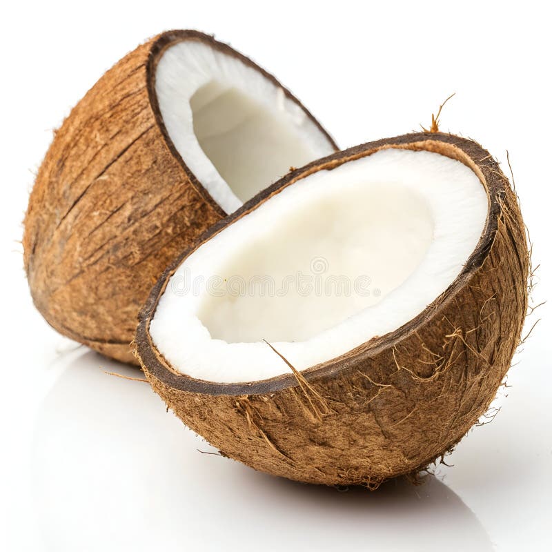 Half of Coconut Isolated on White Background Stock Illustration ...