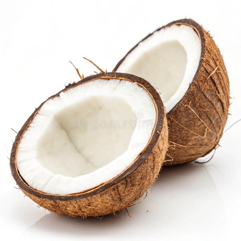 Half Coconut Shell with Coconut Inside Isolated on White Background ...