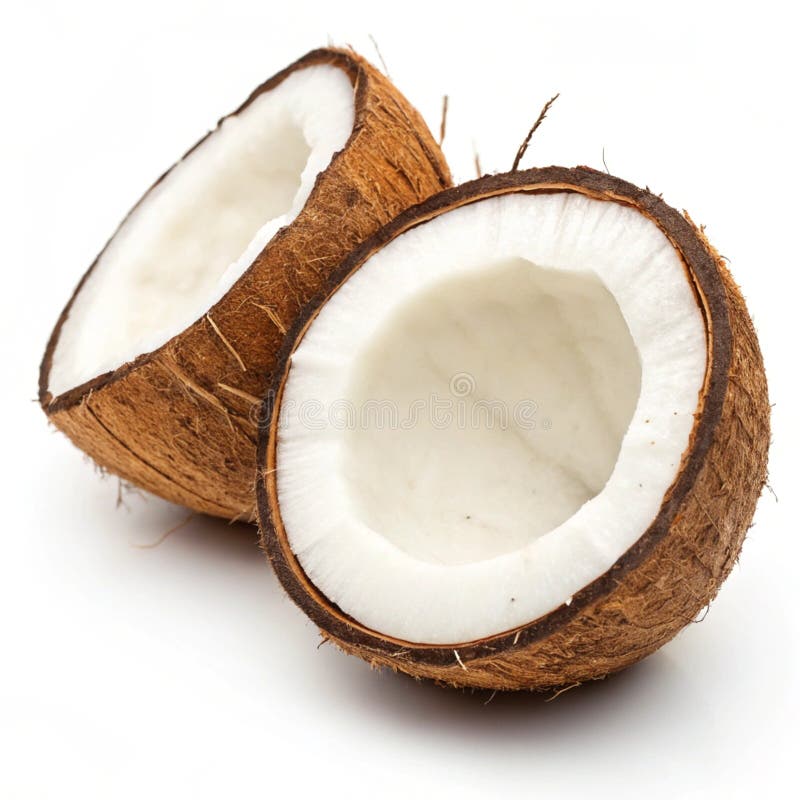 Half Coconut Shell with Coconut Inside Isolated on White Background ...
