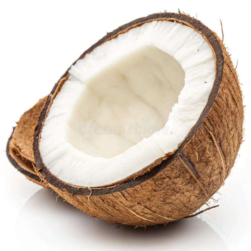 Half of Coconut Isolated on White Background Stock Illustration ...