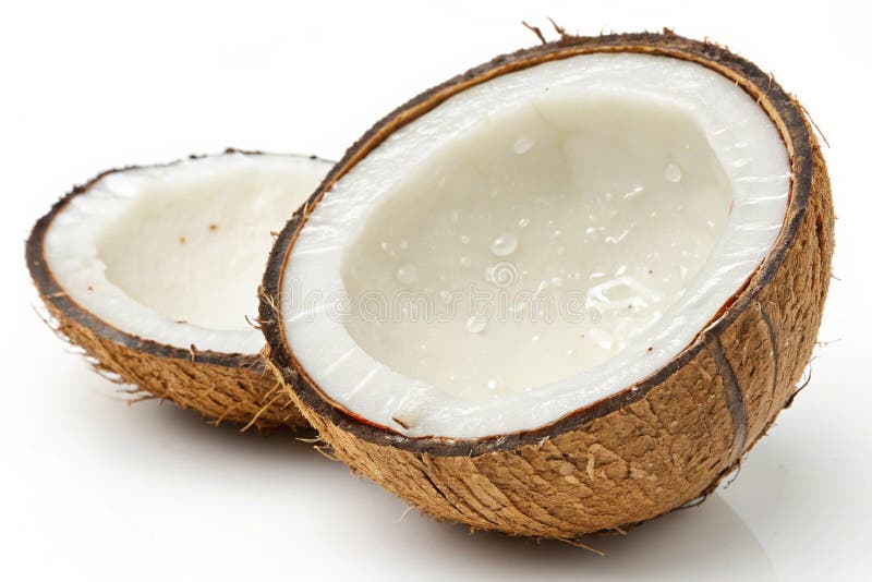 Half Coconut Shell on White Background Stock Illustration ...