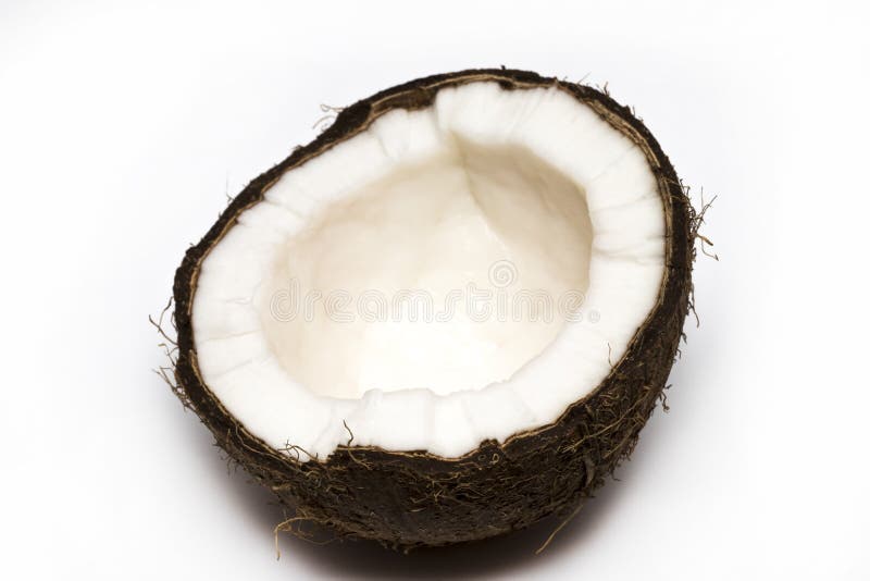 Half Coconut Top View Isolated on White Stock Image - Image of ...