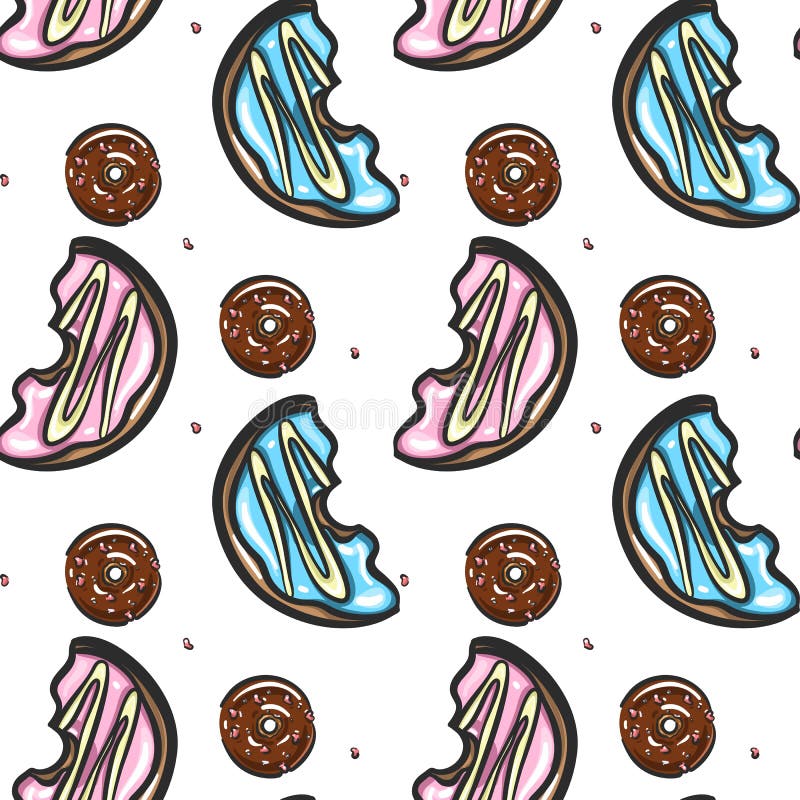 Half Color Glazed Donut Seamless Vector Pattern Stock Vector ...