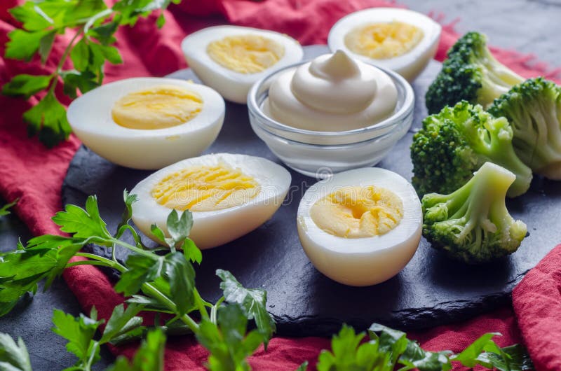 Half Cooked Chicken Eggs on a Plate. Stock Photo - Image of plate, food ...