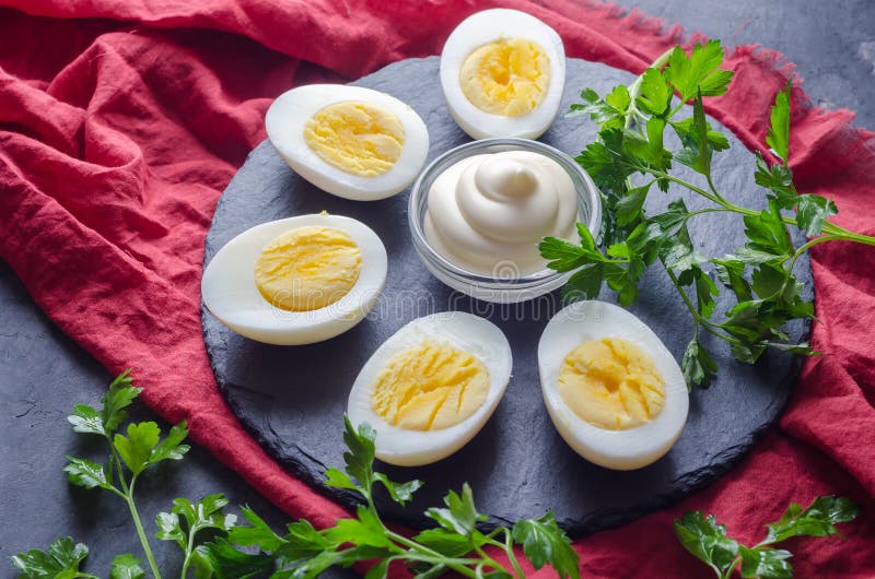 Half Cooked Chicken Eggs on a Plate. Stock Photo - Image of kitchen ...