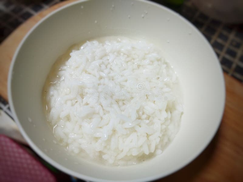 Half-cooked White Rice in a White Bowl Stock Photo - Image of rice ...