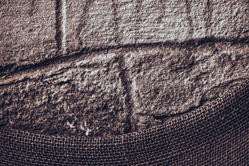 A Half Covered Sack on a Stone Wall, Dramatic Surface View. Stock Image ...