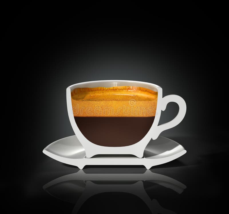 Half a Cup of Espresso. Vertical Cut of Cup with Espresso Stock ...