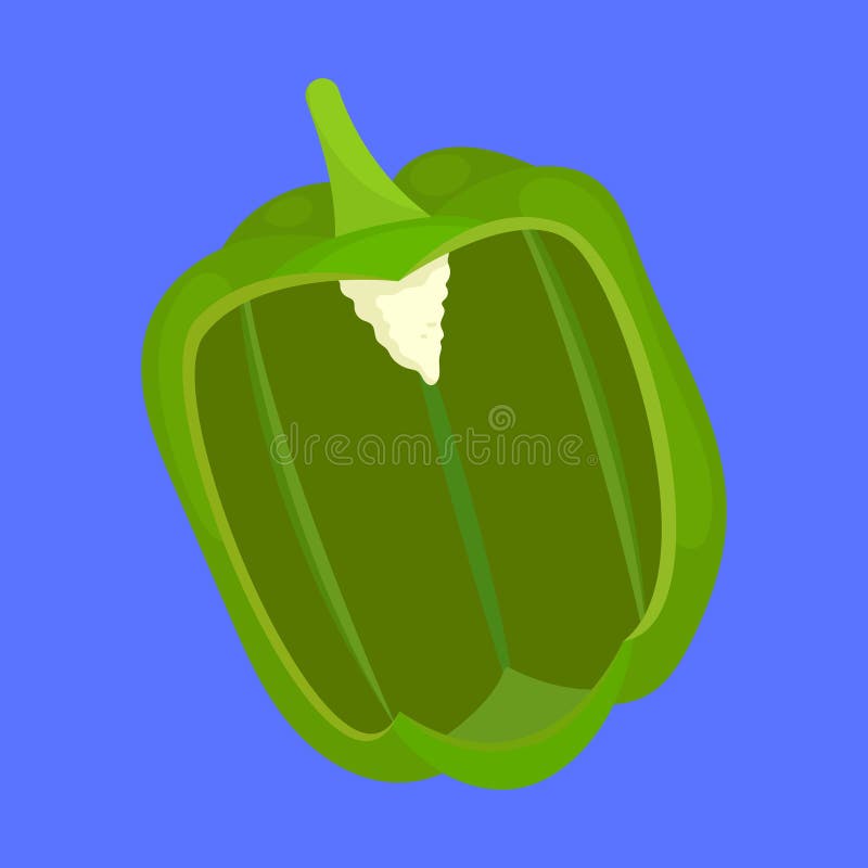 Half Cut Green Capsicum Vegetable Icon Vector. Half Green Bell Pepper ...