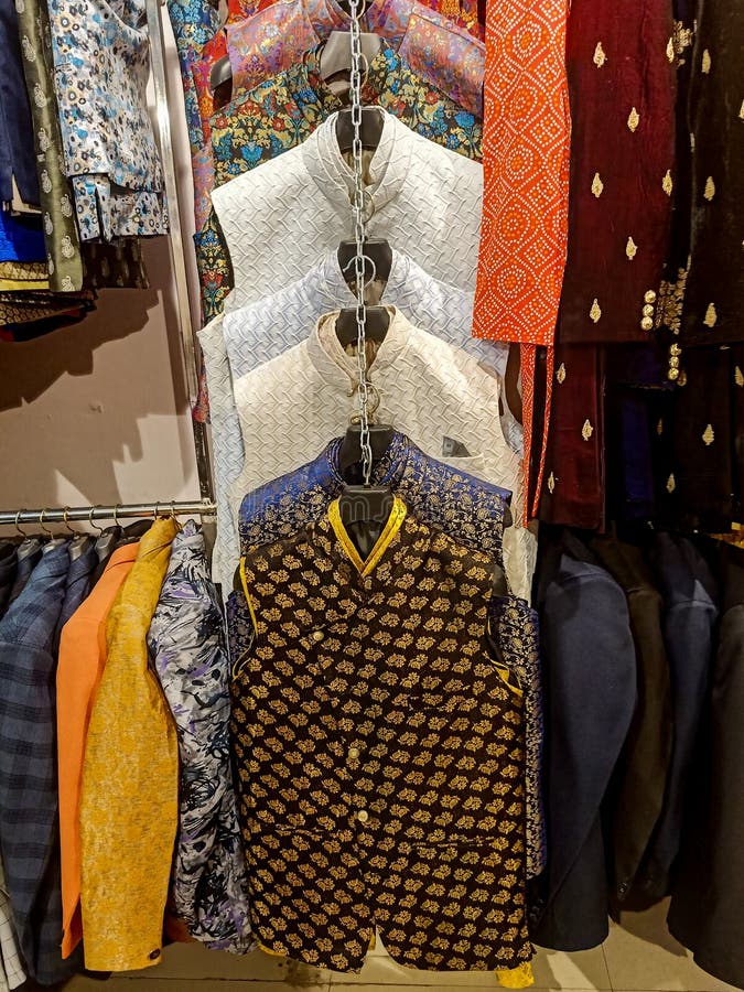 Half Cut Indian Jackets for Wedding in Shop Stock Image - Image of ...