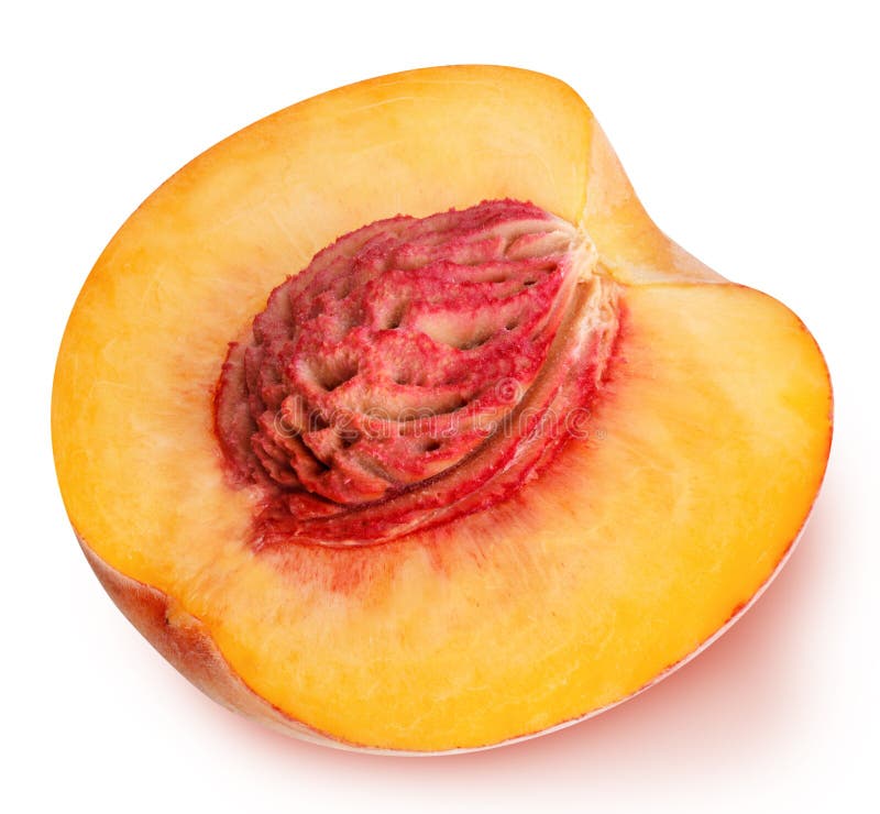Half Cut Peach Isolated on White Background Stock Photo - Image of ...