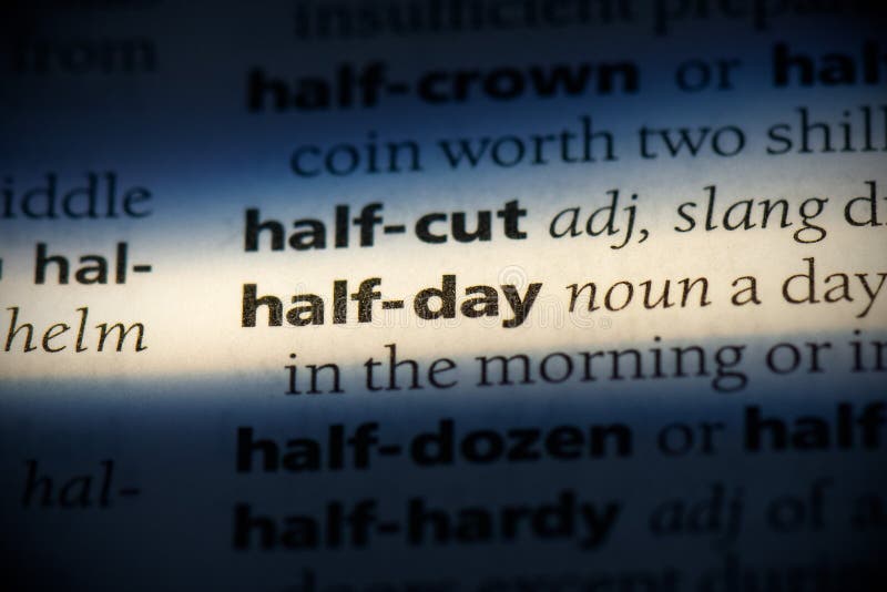 Half-day stock photo. Image of book, word, printed, concept - 161576674