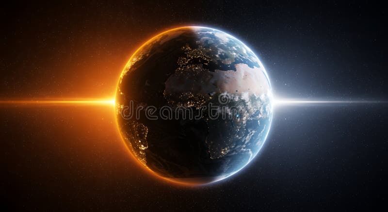 Half Destroyed and Half Preserved Planet Earth Environmental Contrast ...