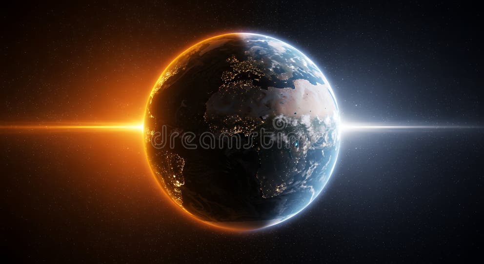 Half Destroyed and Half Preserved Planet Earth Environmental Contrast ...