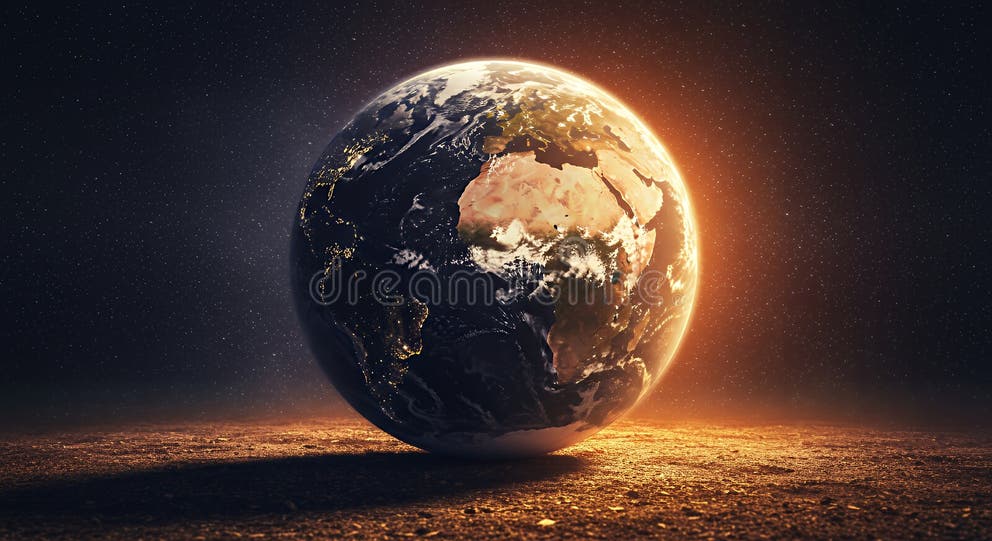 Half Destroyed and Half Preserved Planet Earth Environmental Contrast ...