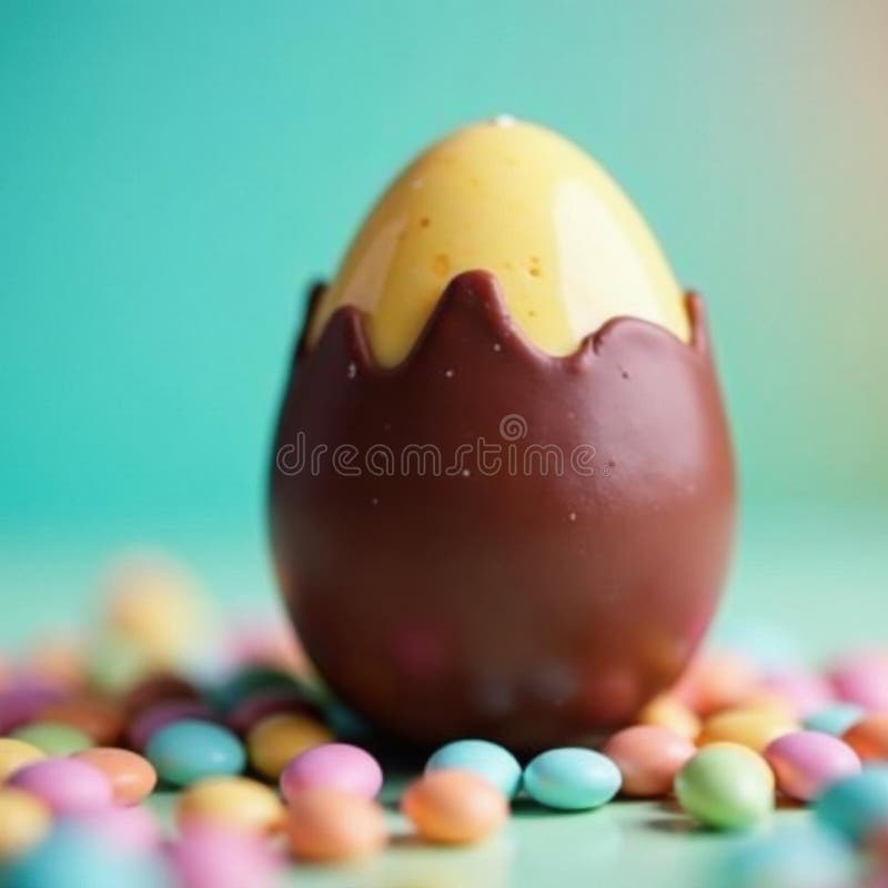 Half Dipped Chocolate Egg, Vibrant Candy Coating, Easter Dessert, Candy ...