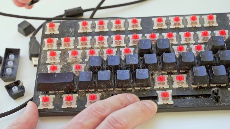 A Half-disassembled Computer Keyboard for Cleaning it from Debris Stock ...