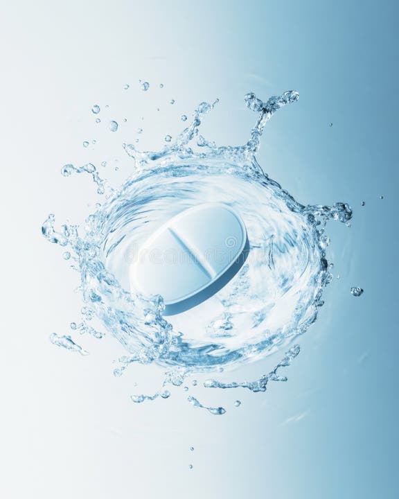 Half-dissolved Tablet Creating Ripples in Water with a Minimalist ...