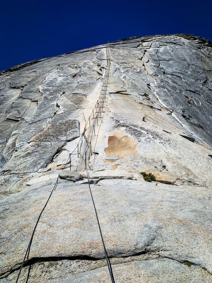 Half Dome Cable in Yosemite National Park Stock Photo - Image of ...