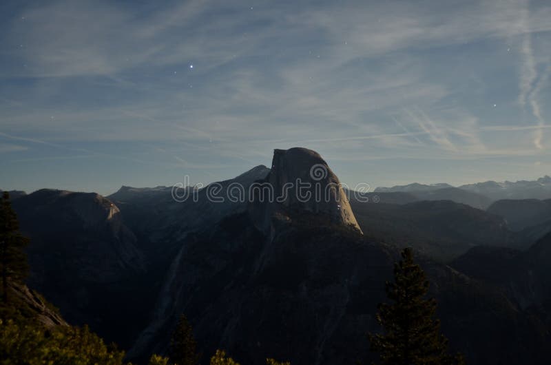 Half Dome by Moonlight stock image. Image of clouds, mountains - 40786513