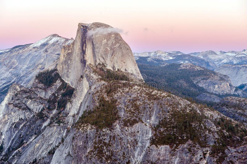 Half Dome Rock in Yosemite National Park at Sunset Stock Photo - Image ...
