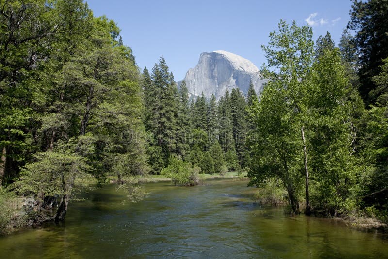 Half Dome from Sentinel Bridge Stock Photo - Image of granite, stone ...