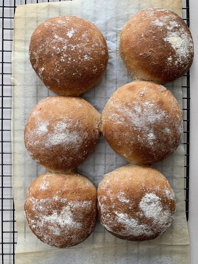 Half a Dozen Home Baked Spelt Flour Rolls Cooling on a Wire Rack Stock ...