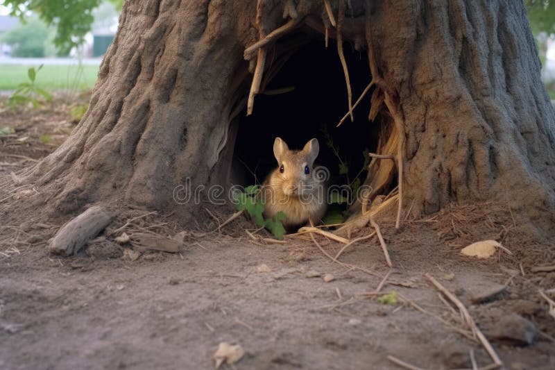 Half-dug Rabbit Hole Near Tree Roots Stock Illustration - Illustration ...
