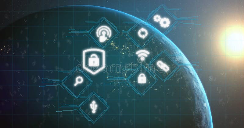 Half-Earth Globe Glowing Under Sunrise in Space, with Grid Overlay ...