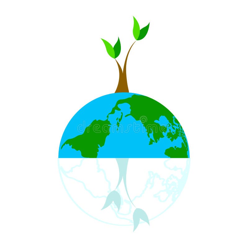 Half Earth with Sun and Leaves Stock Vector - Illustration of ...