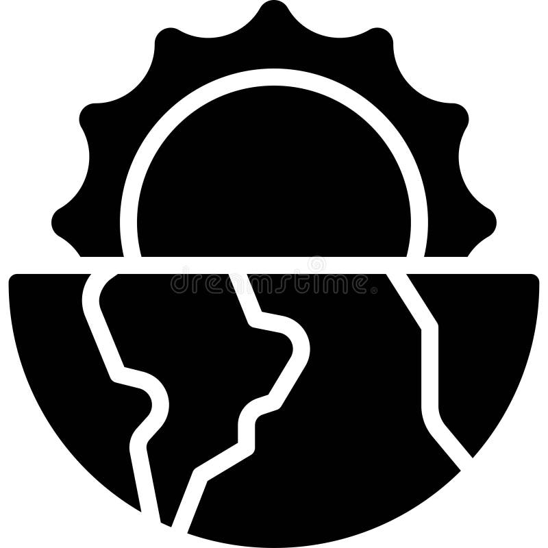 Half Earth with Sun Icon, Earth Day Related Vector Stock Vector ...
