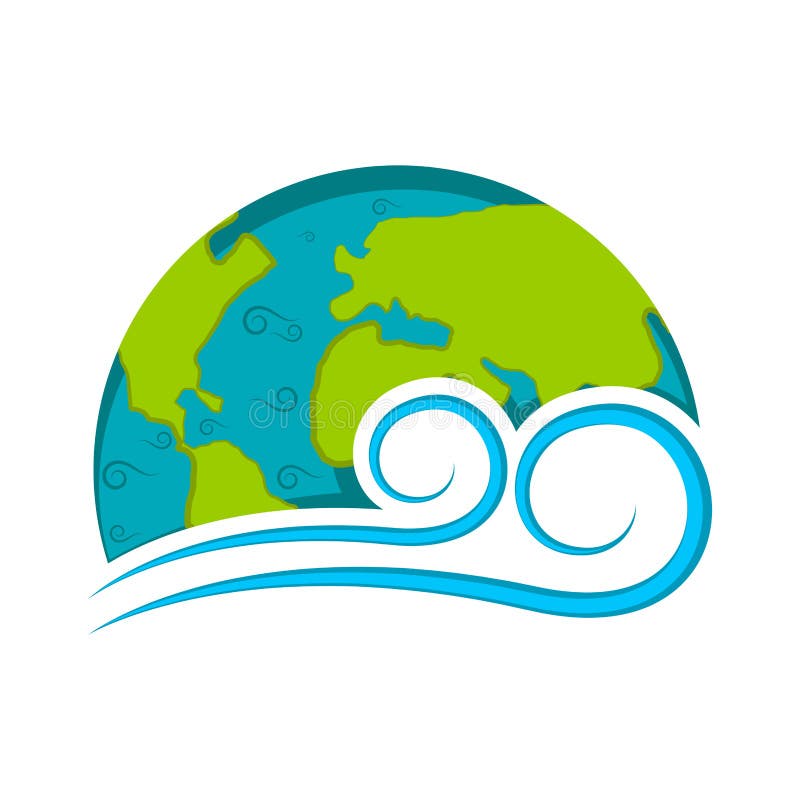 Half earth with wind stock vector. Illustration of concept - 136744412