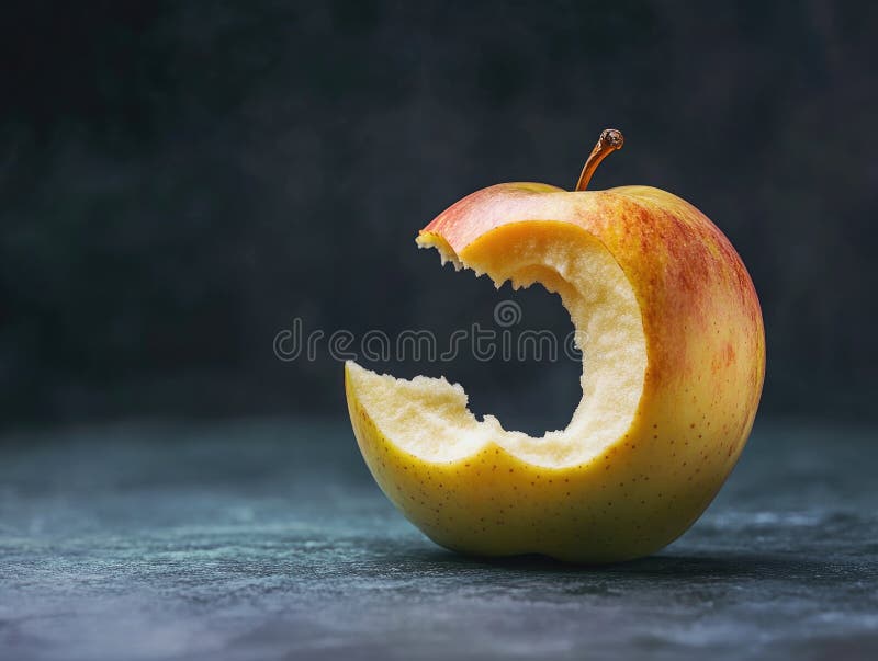 Half Eaten Apple with a Bite Taken Out of it Stock Photo - Image of ...