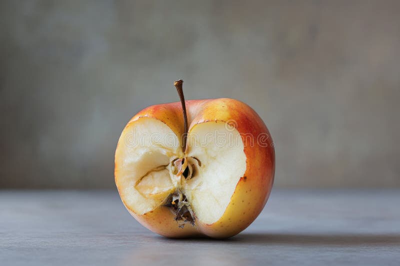 A Half Eaten Apple with a Stem Still Attached Stock Illustration ...