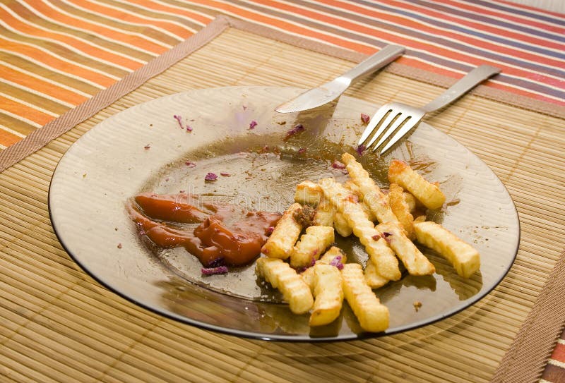 Half eaten french fries stock image. Image of knife, ketchup - 4762683