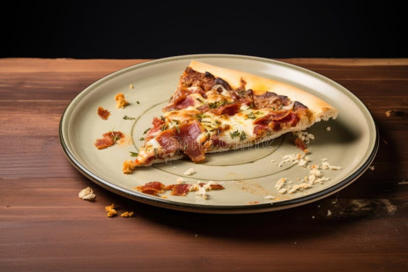 Half-eaten Pizza on a Ceramic Plate Stock Image - Image of cuisine ...