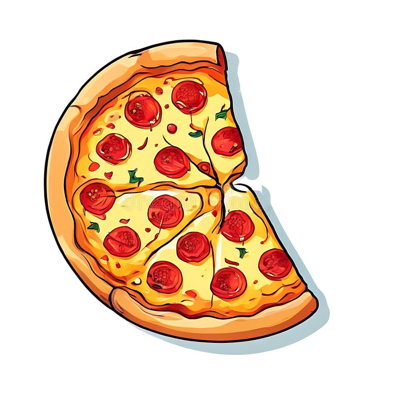 Half-Eaten Pizza with Pepperoni and Cheese Stock Illustration ...