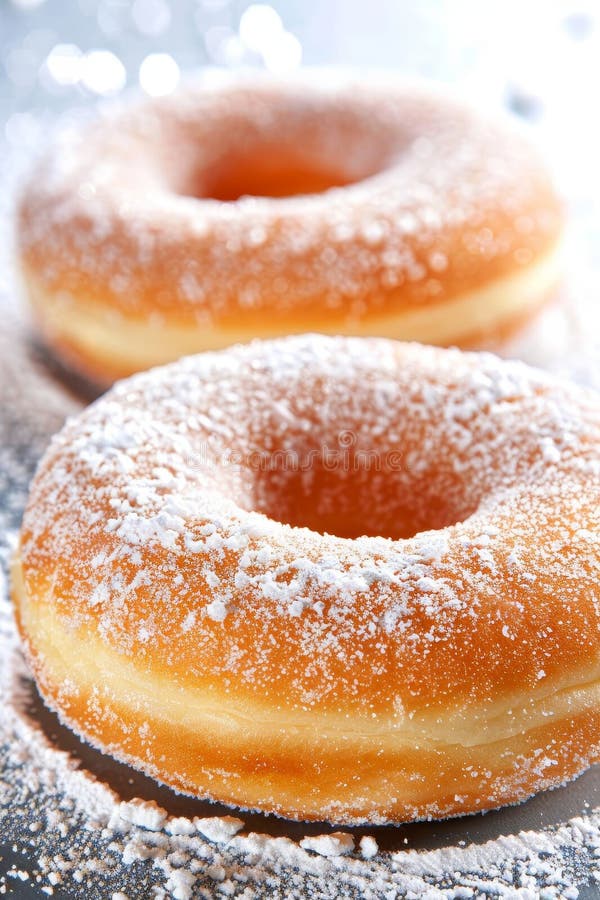 Half Eaten Powdered Donut on Plate with Crumbs, on White Background ...