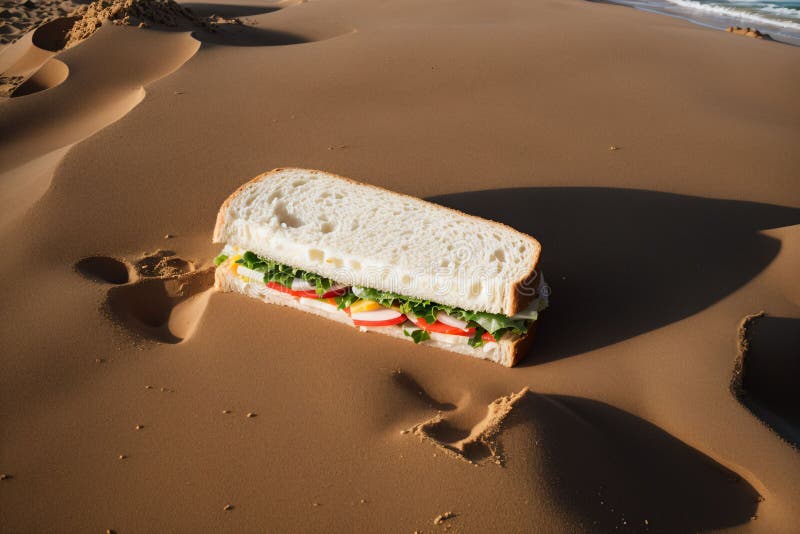 A Half Eaten Sandwich Forgotten in the Sand Stock Illustration ...