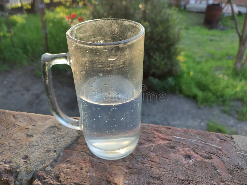 Half Empty Glass Stands Brick Background Stock Photos - Free & Royalty ...