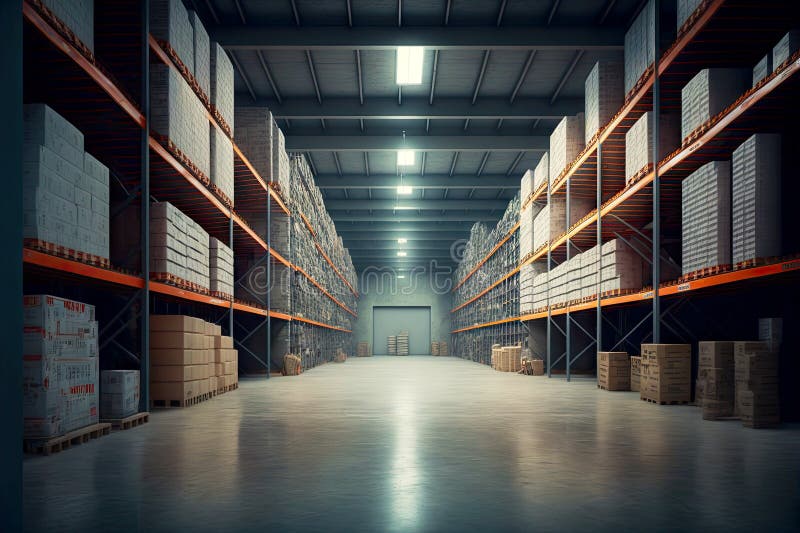 Half-empty Warehouse for Storage of Goods and Cargo on Racks and ...