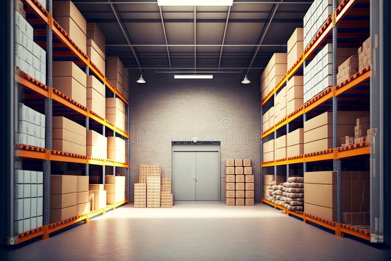 Half-empty Warehouse for Storage of Goods and Cargo on Racks and ...