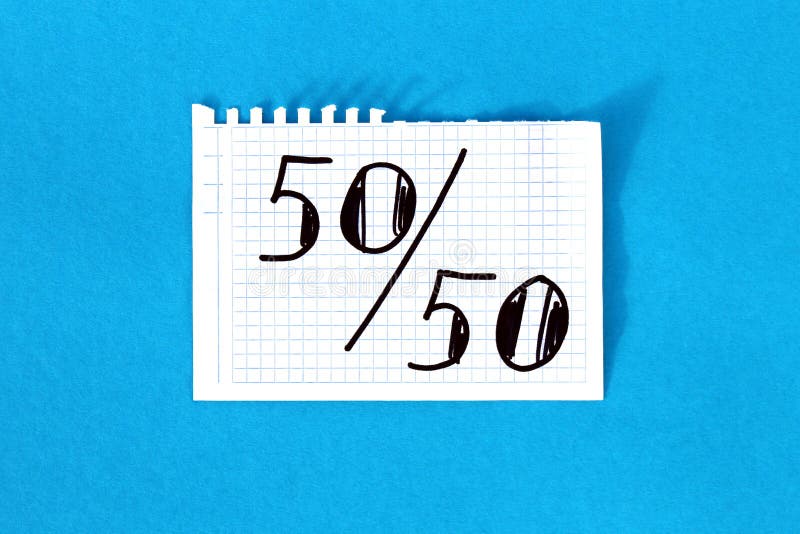 It Says 50-50 on White Squared Notebook Paper. Stock Image - Image of ...