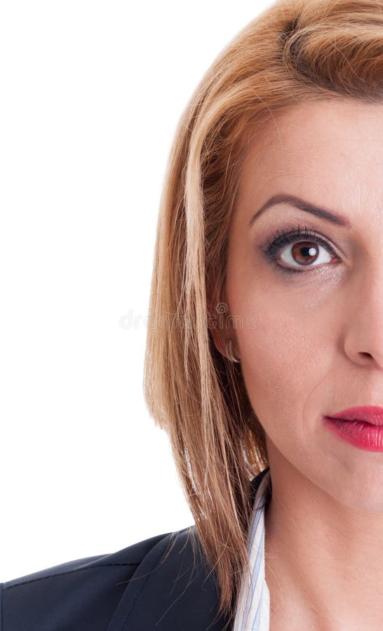 Half Face Portrait of Beautiful Woman with Facelift Arrows Stock Image ...