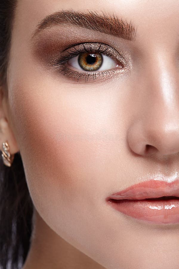Half Face Female Beauty Portrait with Day Makeup Stock Image - Image of ...
