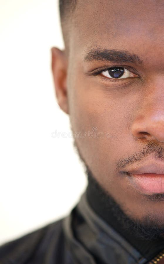 Half Face Portrait of a Handsome Young African American Man Stock Photo ...