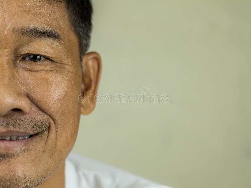 Half Face of a Handsome Man Serious Looking at Camera. Stock Image ...