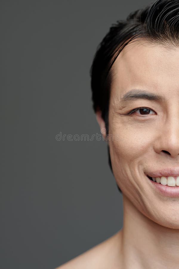 Half Face of Japanese Man stock image. Image of dermatology - 274001061
